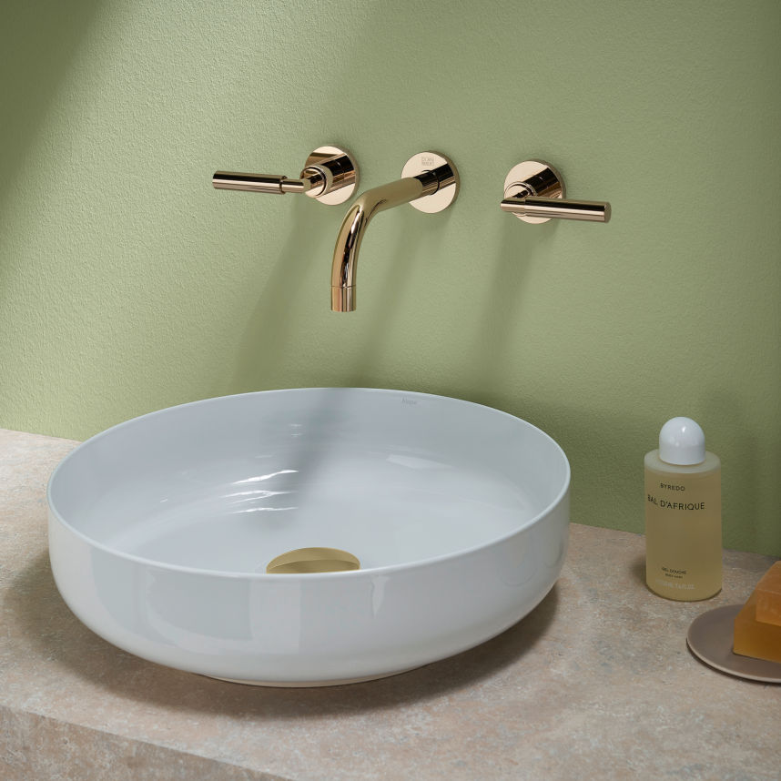 TARA Brushed Dark Platinum Washstand faucets: Wall-mounted basin mixer ...