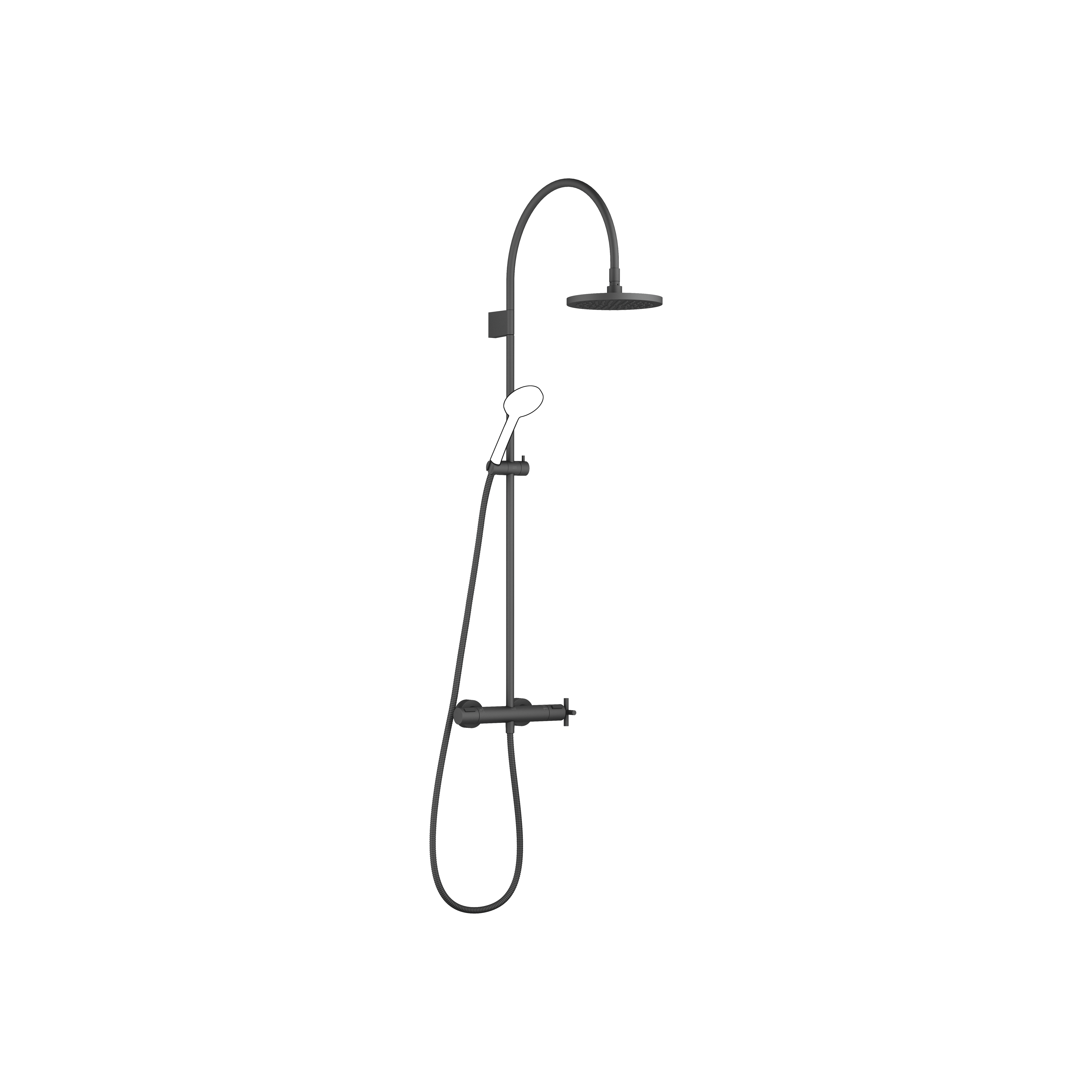TARA Matte Black : Shower pipe with shower thermostat without hand ...