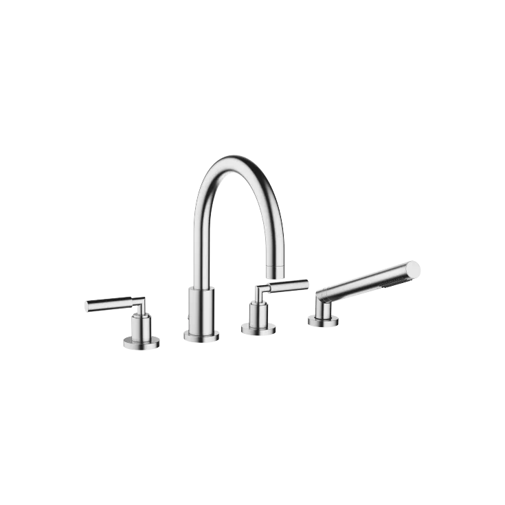 TARA Brushed Chrome : Deck-mounted tub mixer, with hand shower set for ...
