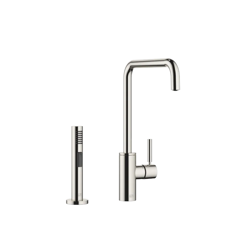 META SQUARE Platinum Kitchen faucets: Single-lever mixer with side ...