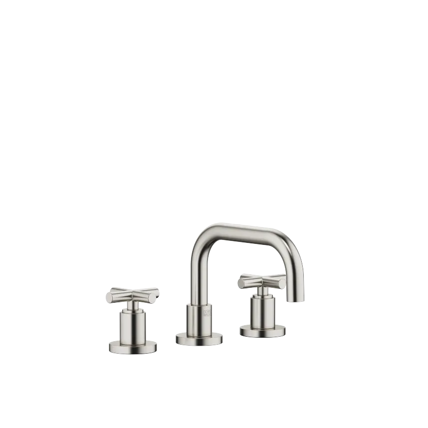 TARA Brushed Platinum Washbasin faucets: Three-hole lavatory mixer with ...
