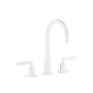 TARA Matte White Washstand faucets: Three-hole basin mixer with pop-up ...
