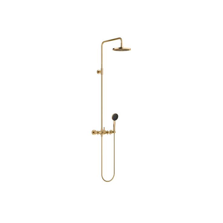 TARA Brushed Durabrass (23kt Gold) : Showerpipe application with shower ...