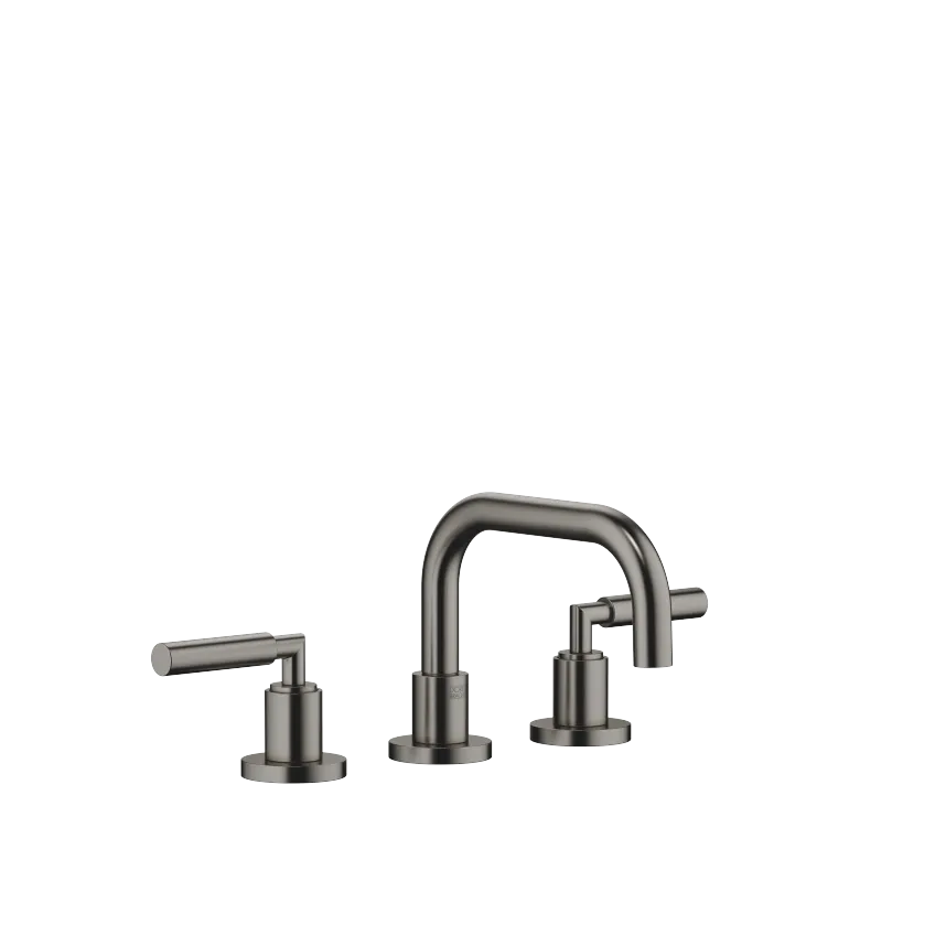 TARA Brushed Dark Platinum Washbasin faucets: Three-hole lavatory mixer ...