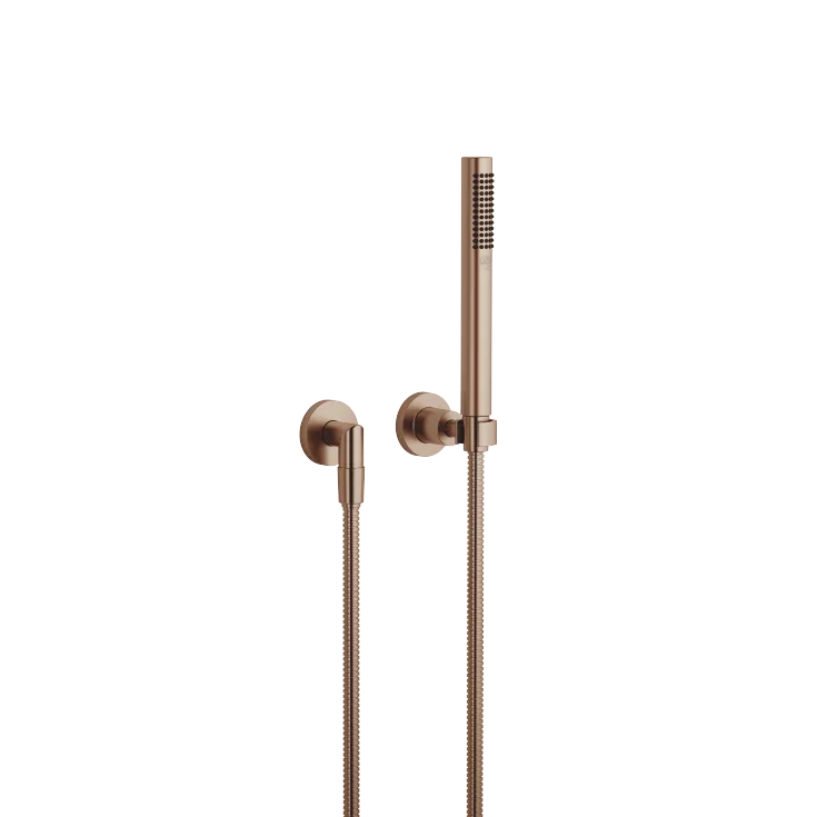 TARA Brushed Bronze : Hand shower set with individual flanges FlowReduce