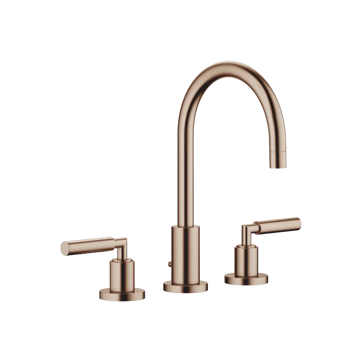 TARA Brushed Bronze (PVD) : Three-hole basin mixer with pop-up waste