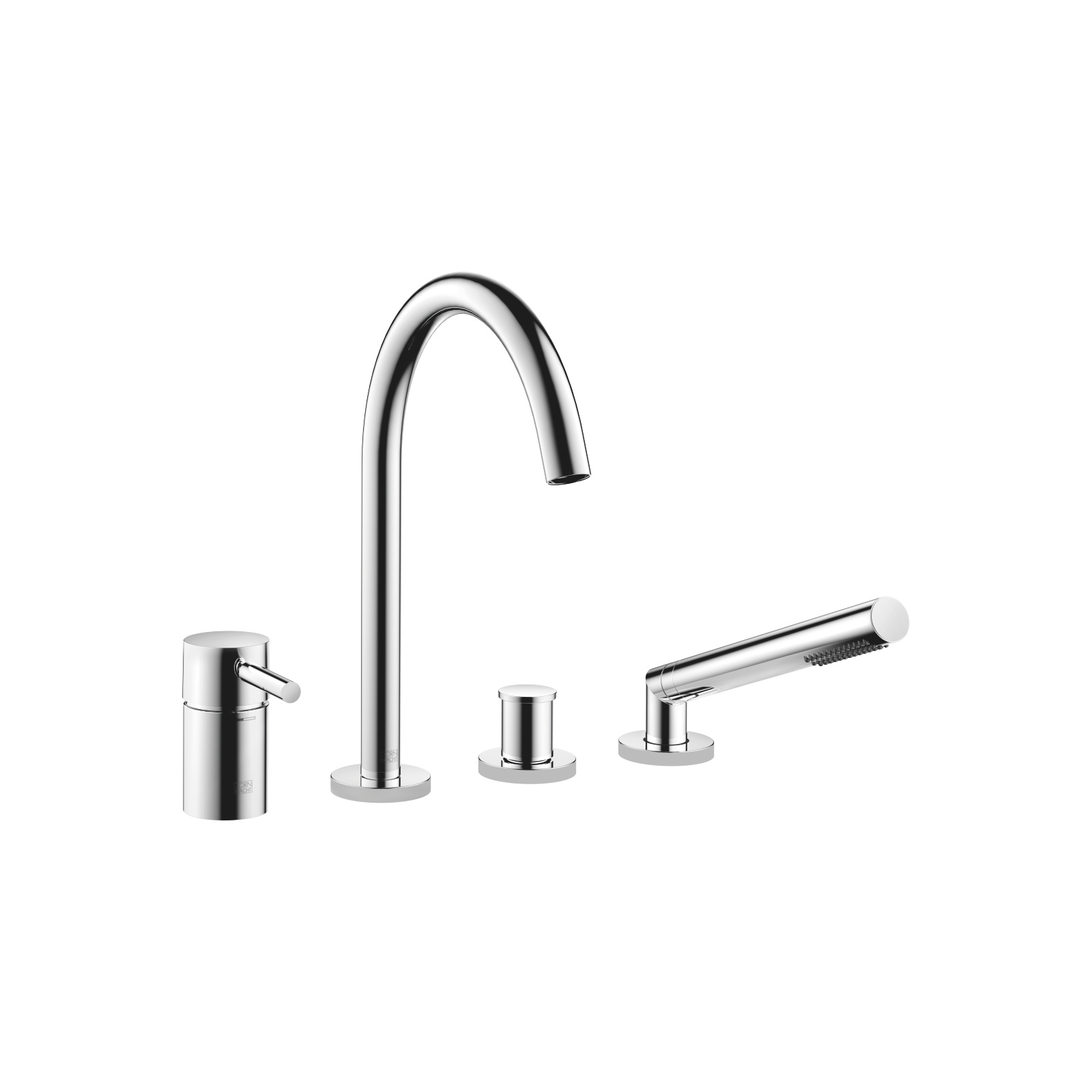META Brushed Chrome Tub faucets: Deck-mounted tub mixer, with hand ...