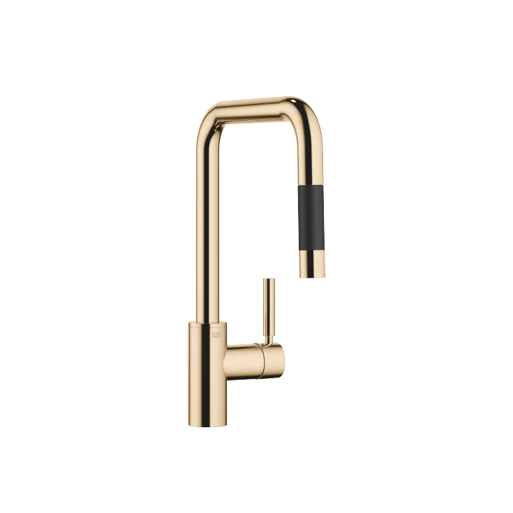META SQUARE Durabrass (23kt Gold) : Single-lever mixer Pull-down with ...
