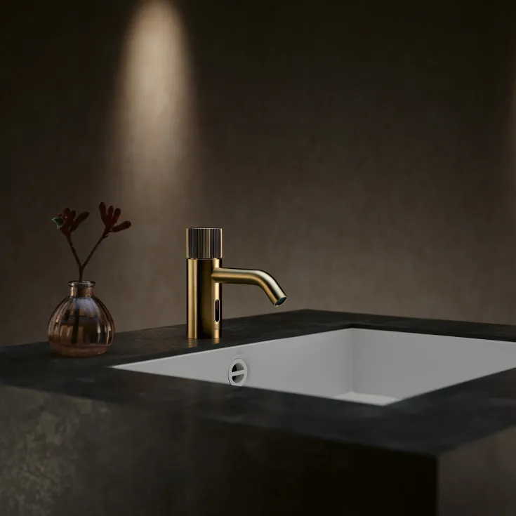 META Light Gold cepillado (PVD) : Touchfree Grifería de lavabo con ...