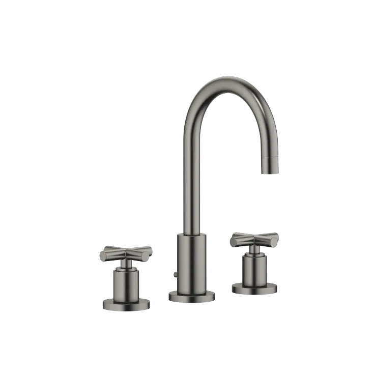 TARA Brushed Dark Platinum : Three-hole lavatory mixer with drain