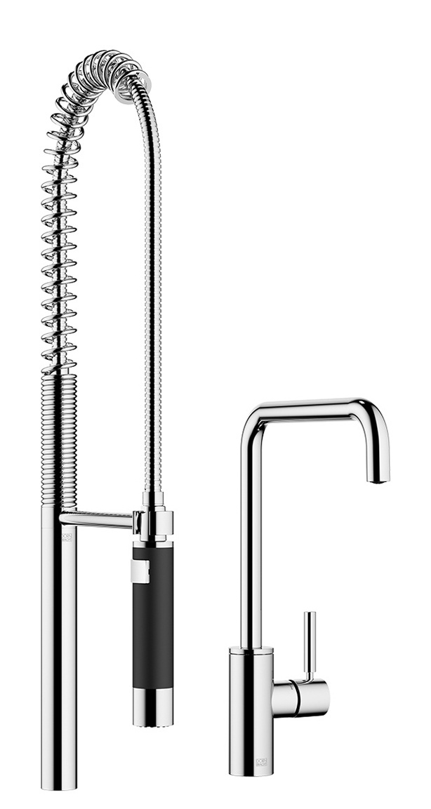 META SQUARE Chrome Kitchen faucets: Single-lever mixer with Profi spray set