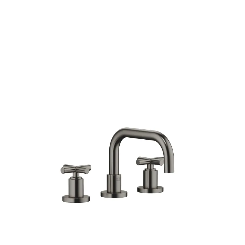 TARA Brushed Dark Platinum Washbasin faucets: Three-hole lavatory mixer ...