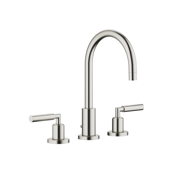 TARA Brushed Platinum : Three-hole lavatory mixer with drain