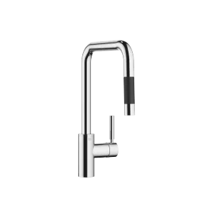 META SQUARE Chrome Kitchen faucets: Single-lever mixer Pull-down with ...