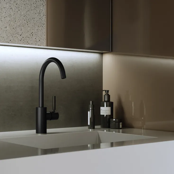 META Matte Black : Single-lever basin mixer with pop-up waste
