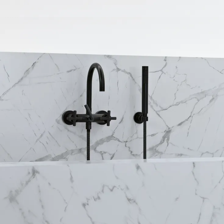 TARA Chrome : Bath mixer for wall mounting with hand shower set