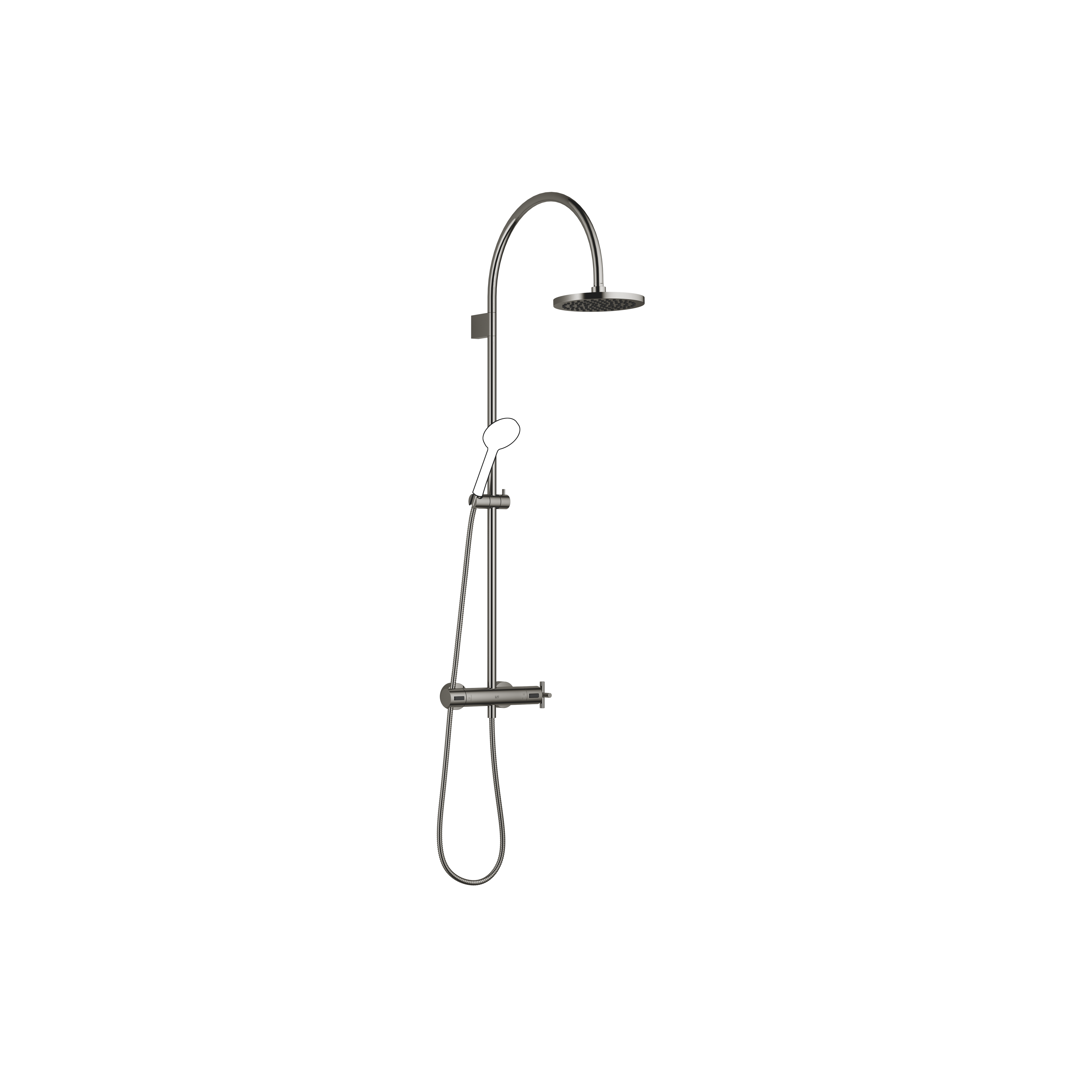 TARA Dark Chrome : Shower pipe with shower thermostat without hand ...
