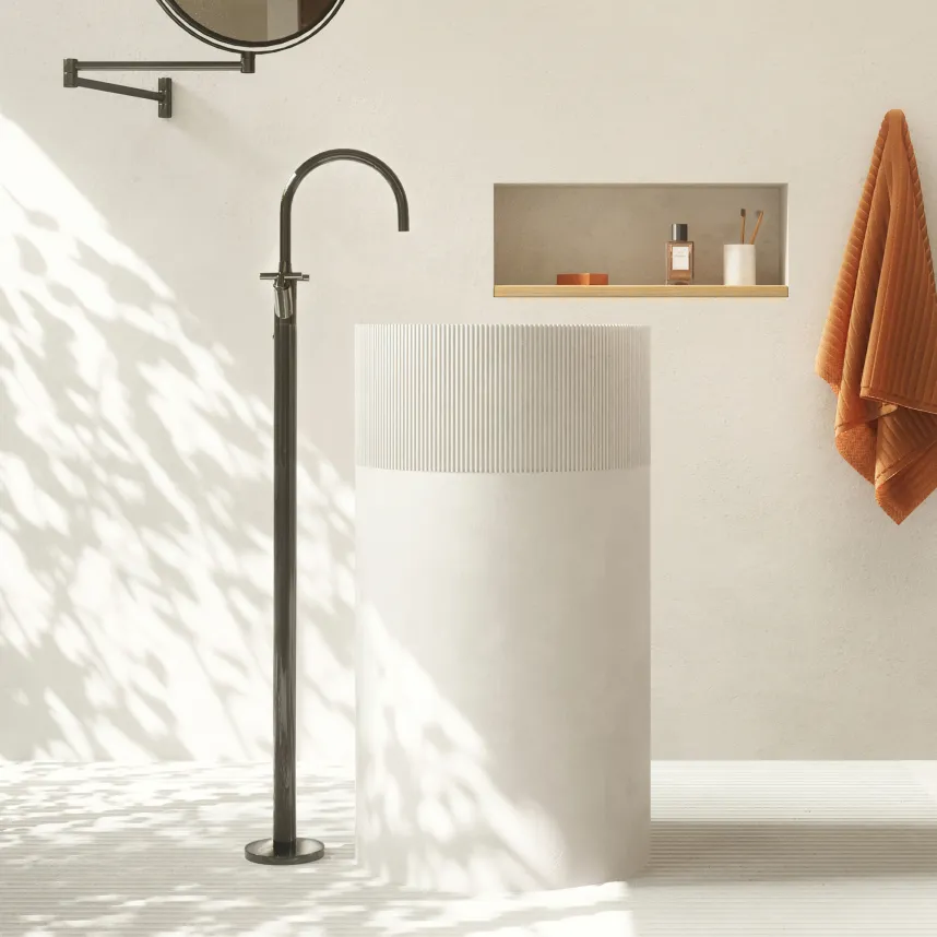 TARA Brushed Platinum Washstand faucets: Single-hole basin mixer with ...