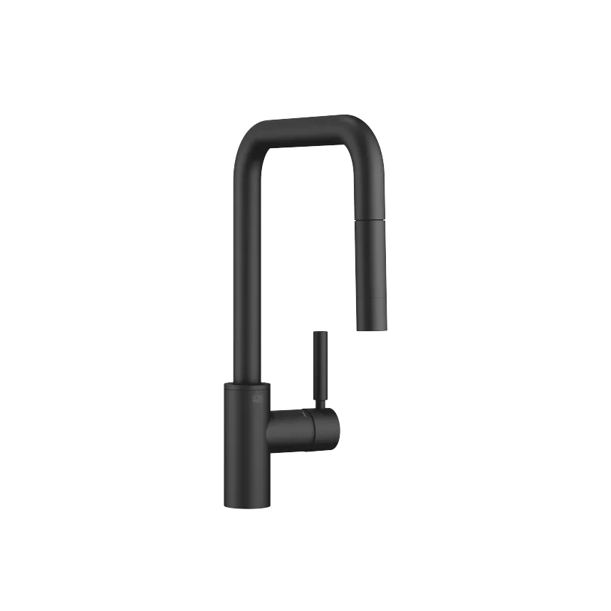 META SQUARE Matte Black Kitchen faucets: Single-lever mixer Pull-down ...