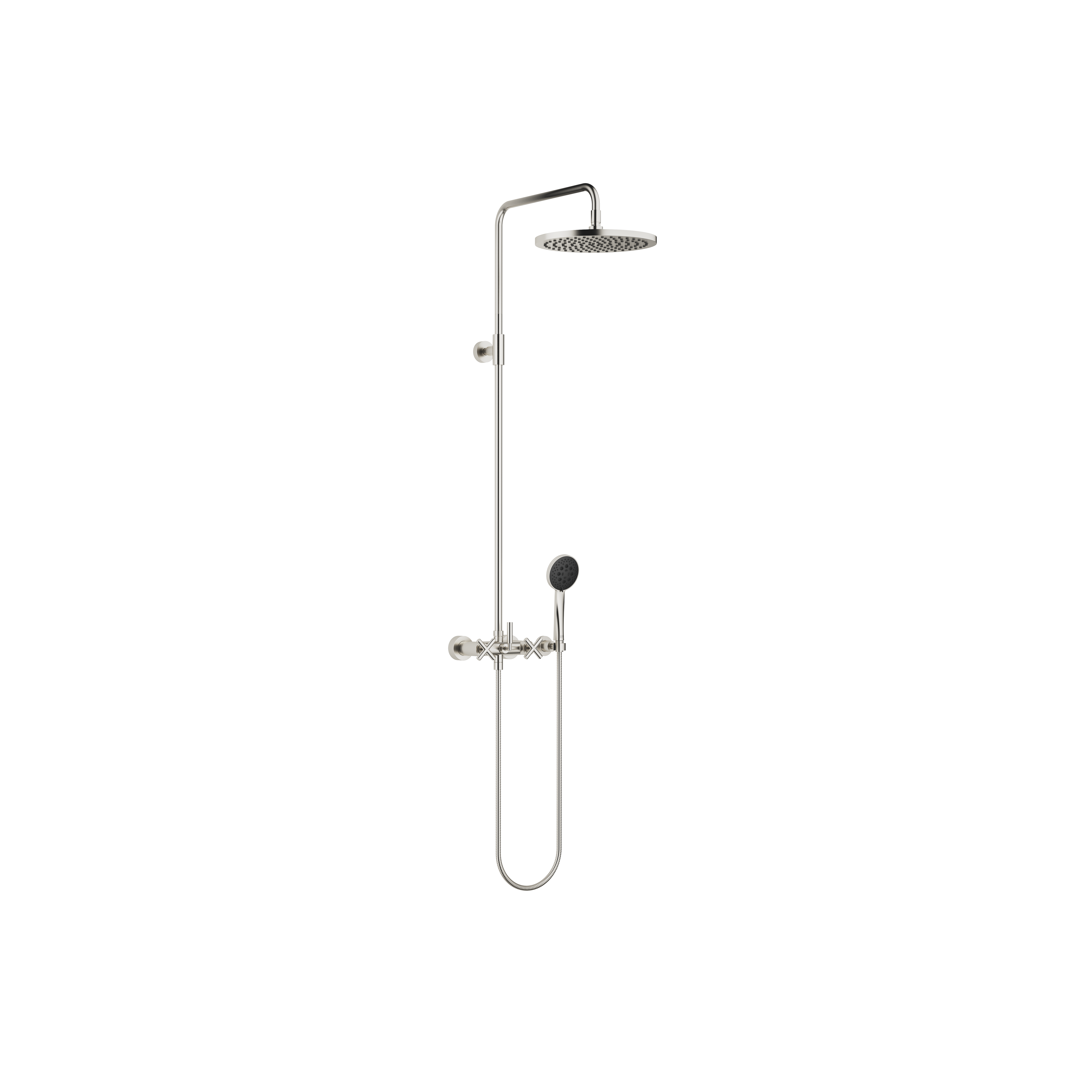 TARA Brushed Platinum : Showerpipe with shower mixer 300 mm