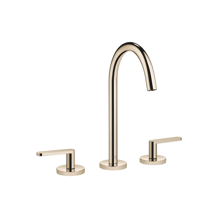 META Light Gold (PVD) : Three-hole lavatory mixer with drain