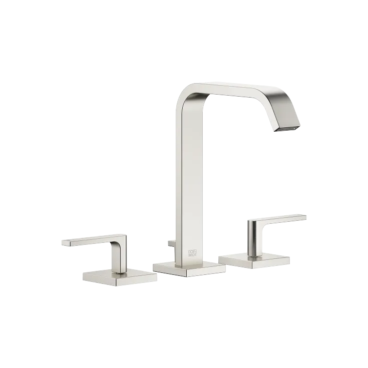 IMO Brushed Platinum : Three-hole lavatory mixer with drain