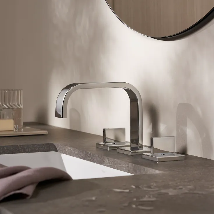 MEM Dark Platinum brossé : Mélangeur lavabo à 3 trous avec garniture d ...