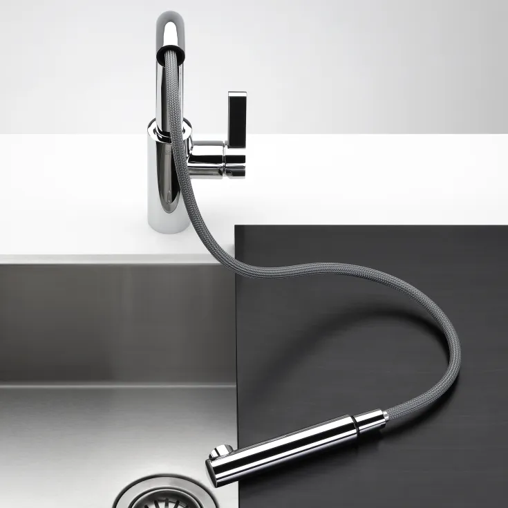 ELIO Brushed Dark Brass : Single-lever mixer Pull-out