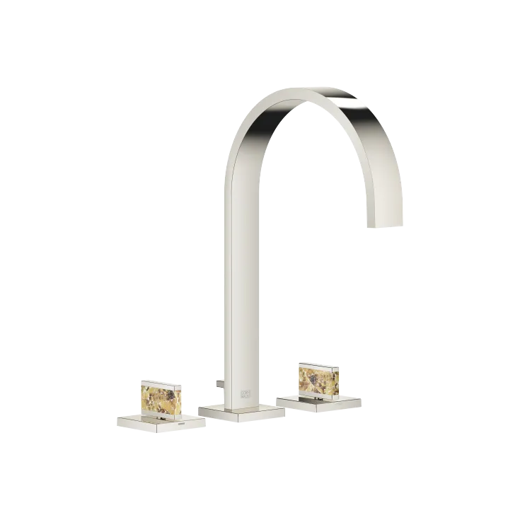 MEM Platinum : Three-hole basin mixer with pop-up waste Nature Squared Hatchet Shell Gaya White