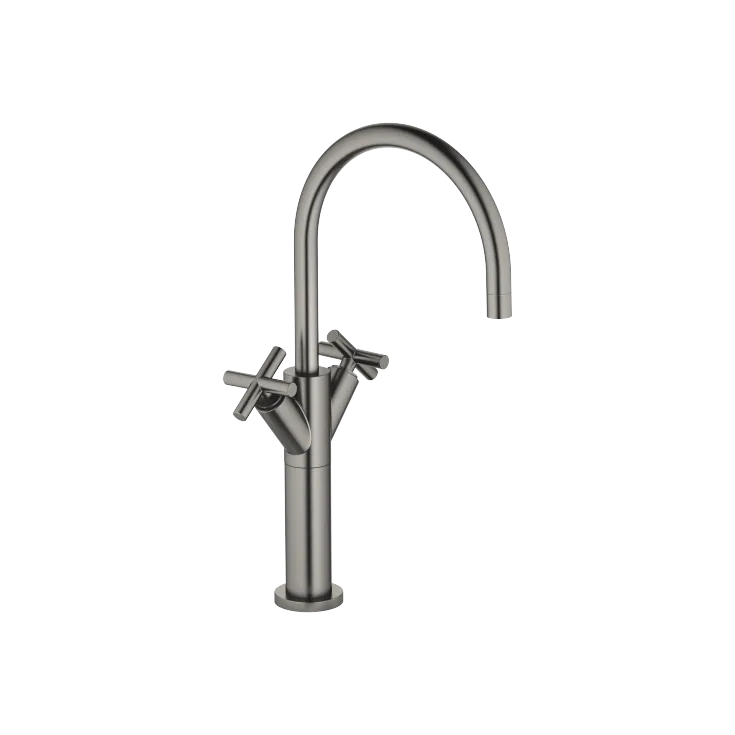 TARA Brushed Dark Platinum : Single-hole basin mixer with raised base ...
