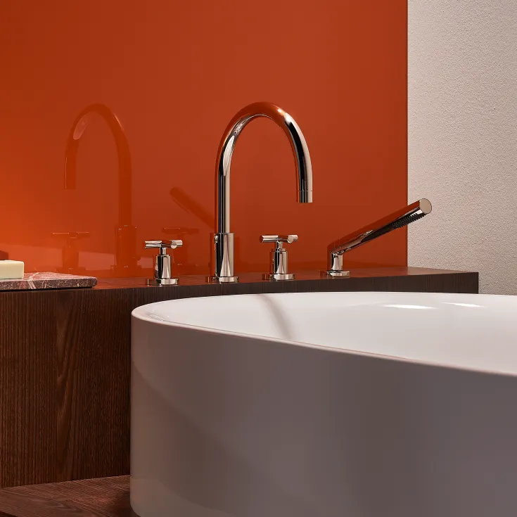 TARA Champagne (22kt Gold) : Bath shower set for bath rim or tile edge ...