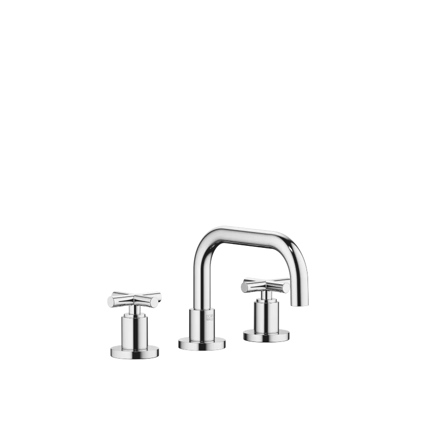 TARA Chrome Washbasin faucets: Three-hole lavatory mixer with drain