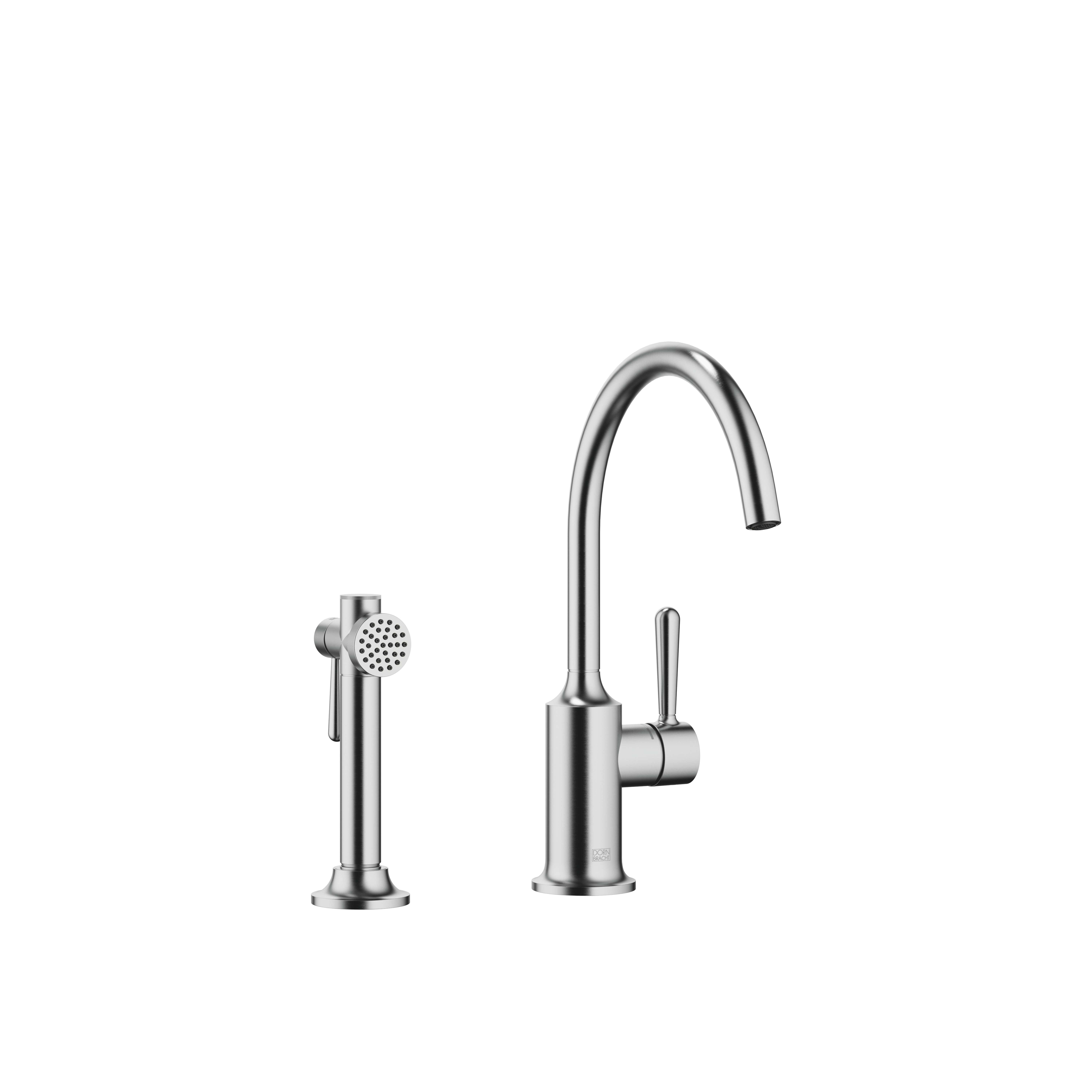 VAIA Brushed Chrome : Single-lever mixer with rinsing spray set