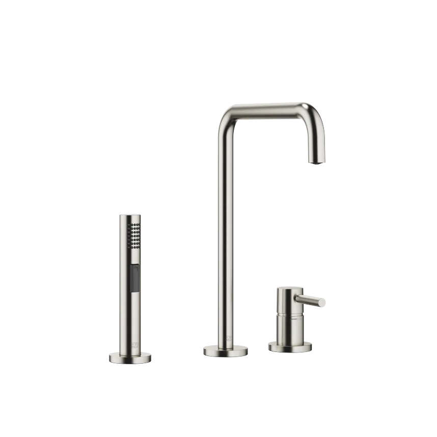 META SQUARE Brushed Platinum Kitchen faucets: Two-hole mixer with ...