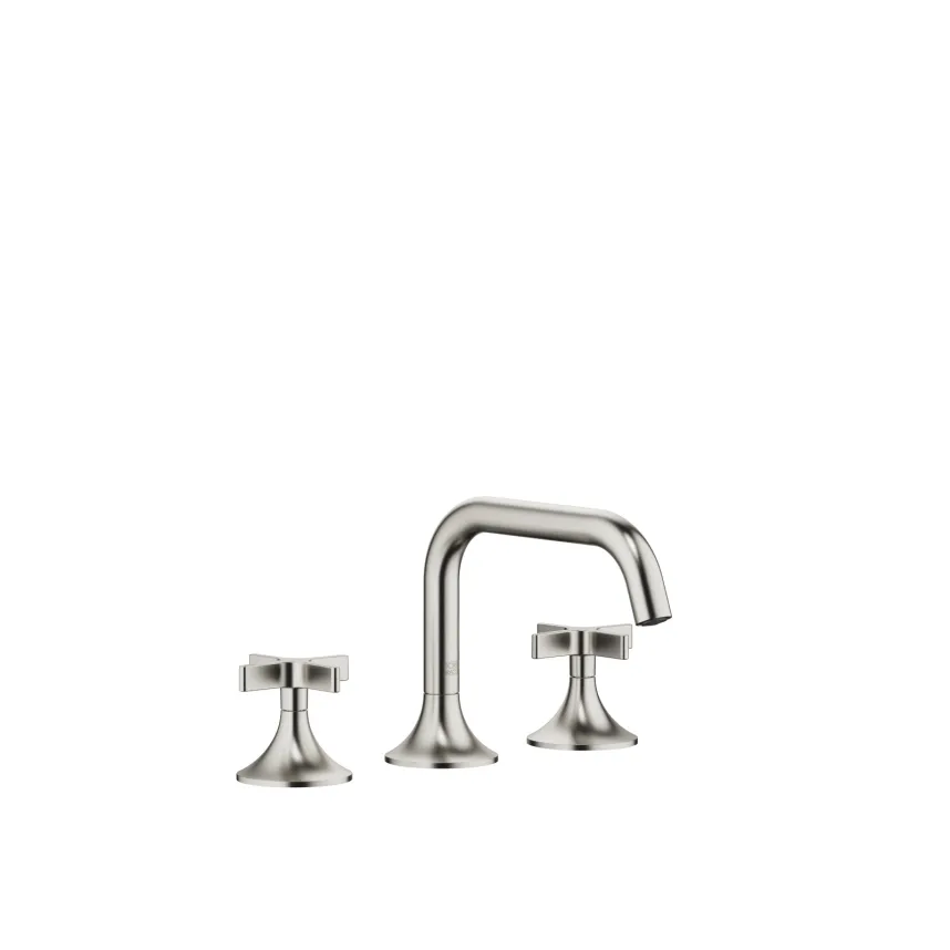 VAIA Brushed Platinum Washbasin faucets: Three-hole lavatory mixer with ...