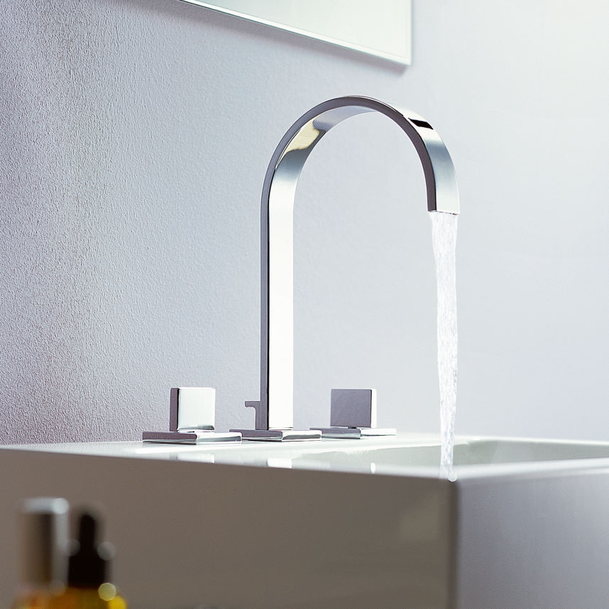 MEM Chrome Washstand faucets: Three-hole basin mixer with pop-up waste
