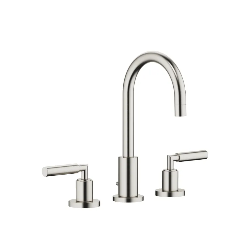 TARA Brushed Platinum Washbasin faucets: Three-hole lavatory mixer with ...