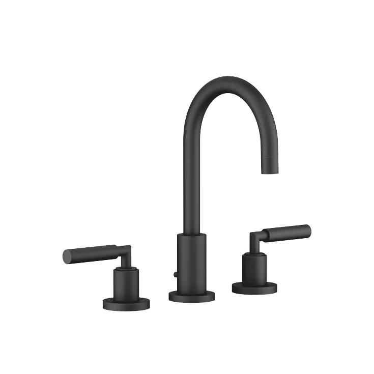 TARA Matte Black : Three-hole lavatory mixer with drain