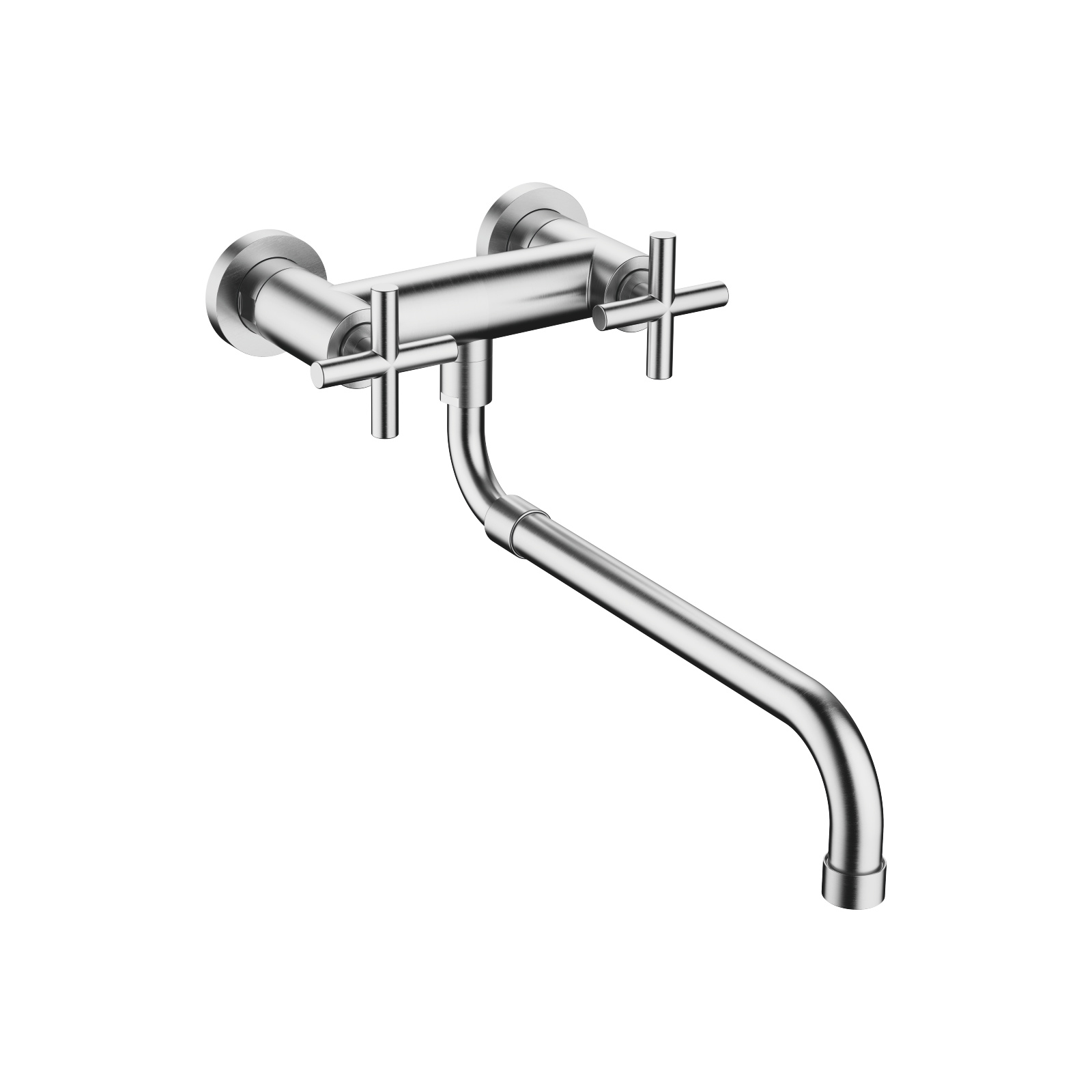 TARA Chrome Kitchen faucets: Wall-mounted bridge mixer with extending spout