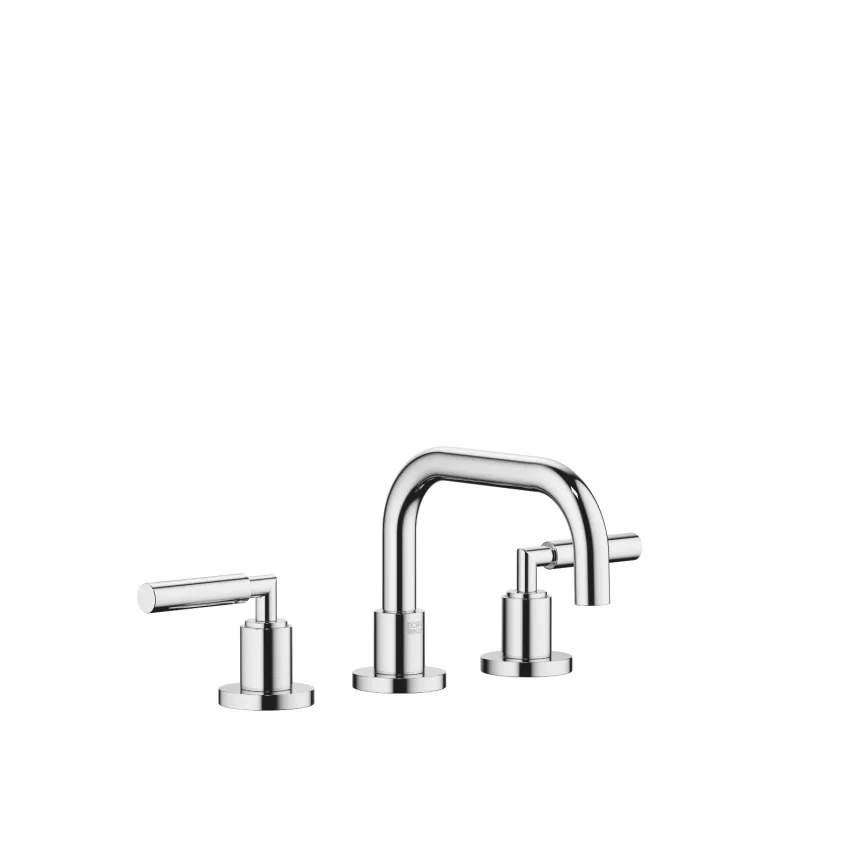 TARA Chrome Washbasin faucets: Three-hole lavatory mixer with drain