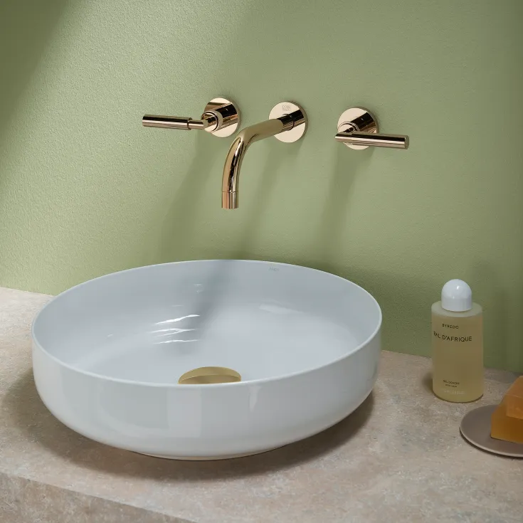 TARA Dark Brass brossé (PVD) : Robinetterie murale pour lavabo sans ...