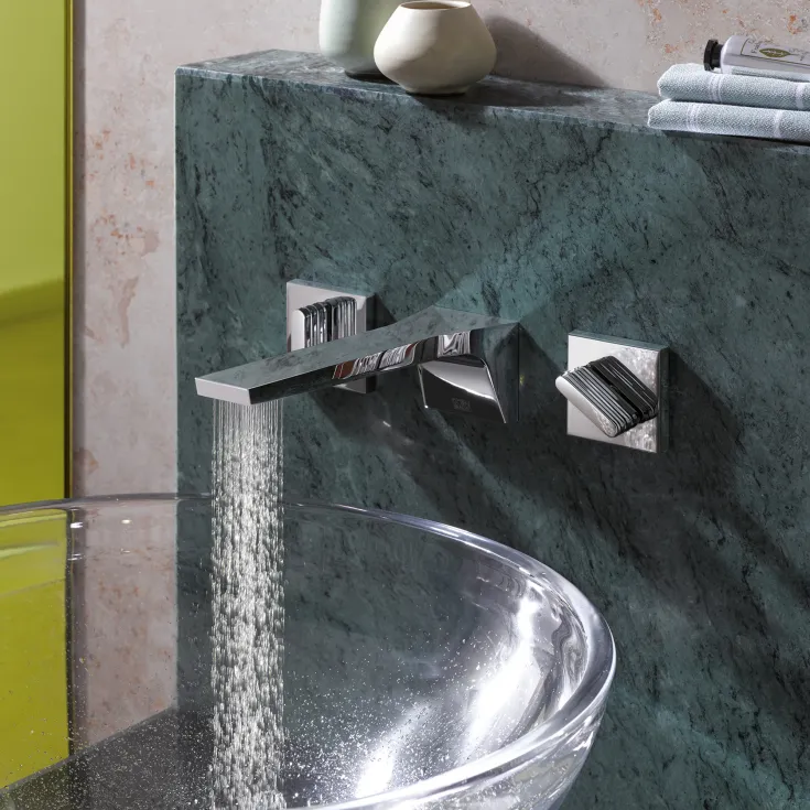 CL.1 Brushed Dark Platinum : Wall-mounted basin spout without pop-up waste