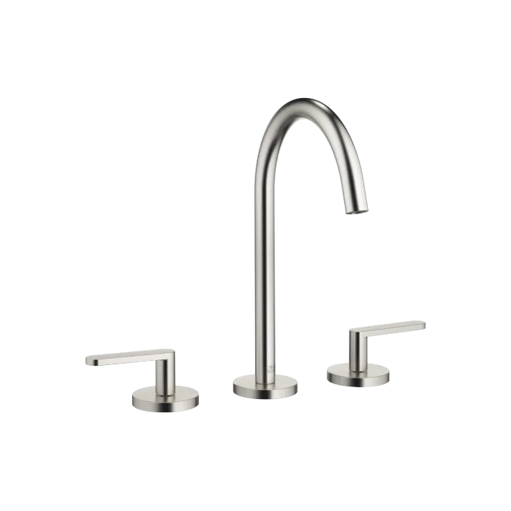 META Brushed Platinum : Three-hole lavatory mixer with drain