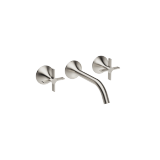 VAIA Brushed Platinum : Wall-mounted basin mixer without pop-up waste