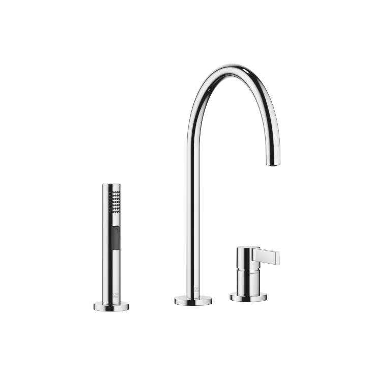 TARA ULTRA Chrome : Two-hole mixer with individual flanges with side ...