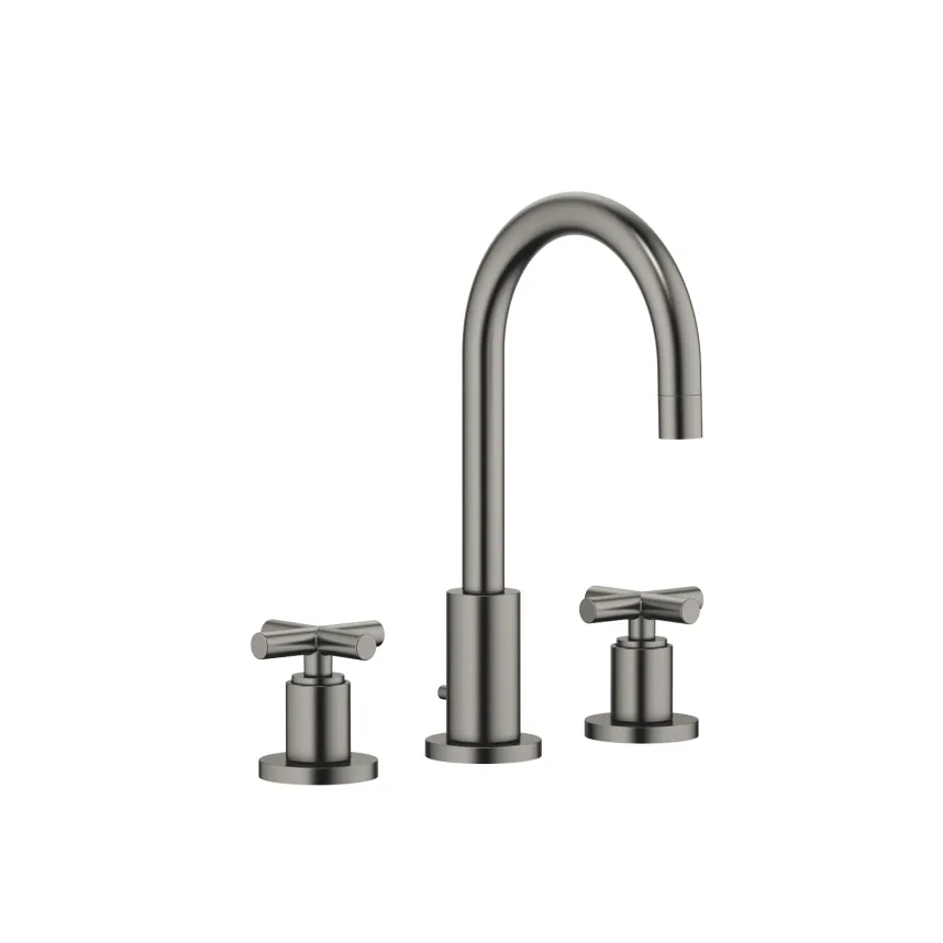 TARA Brushed Dark Platinum Washbasin faucets: Three-hole lavatory mixer ...