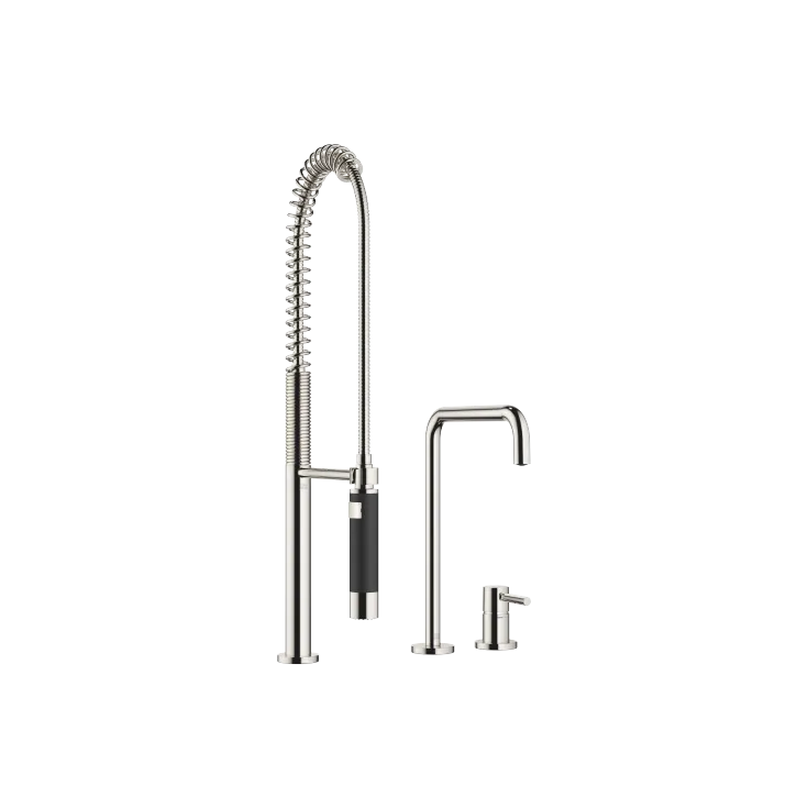 META SQUARE Platinum : Two-hole mixer with individual rosettes with ...