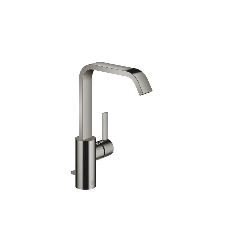 IMO Dark Chrome : Single-lever lavatory mixer with raised spout with drain
